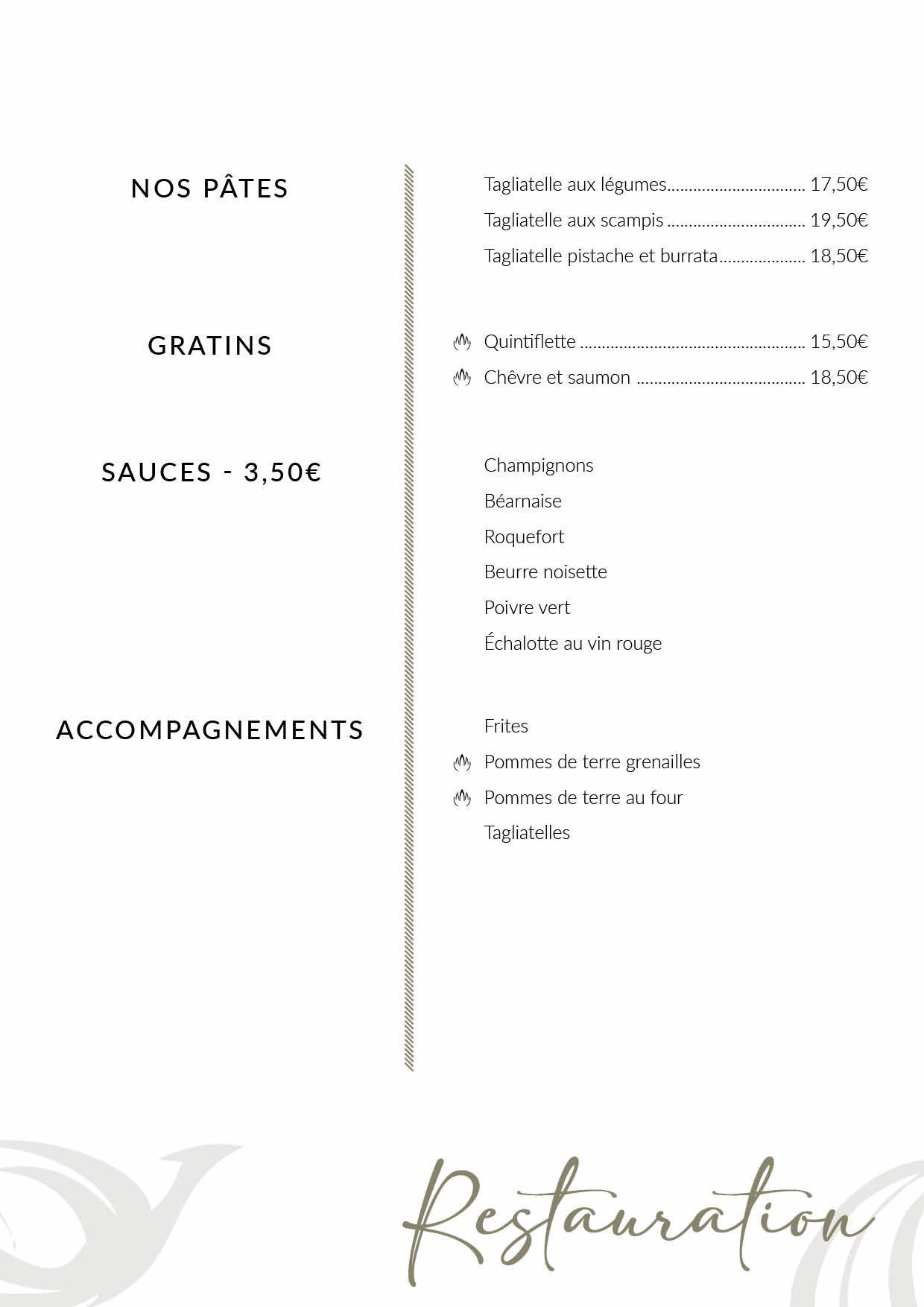 Notre Menu – L'Etang des légendes