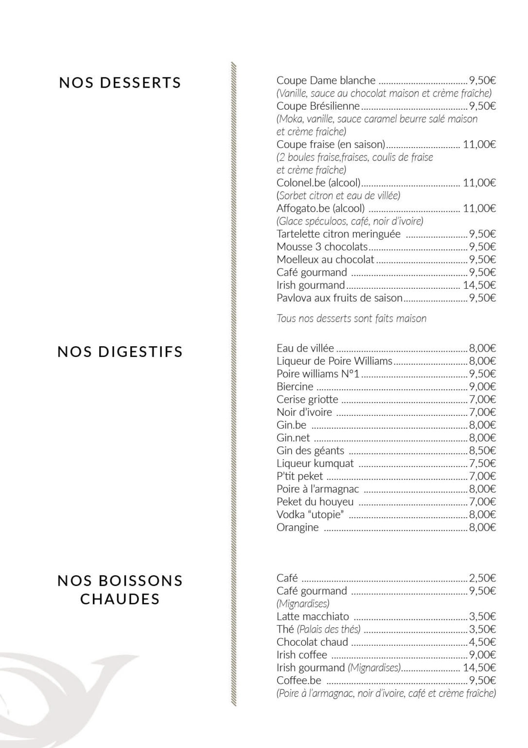 Notre Menu – L'Etang des légendes